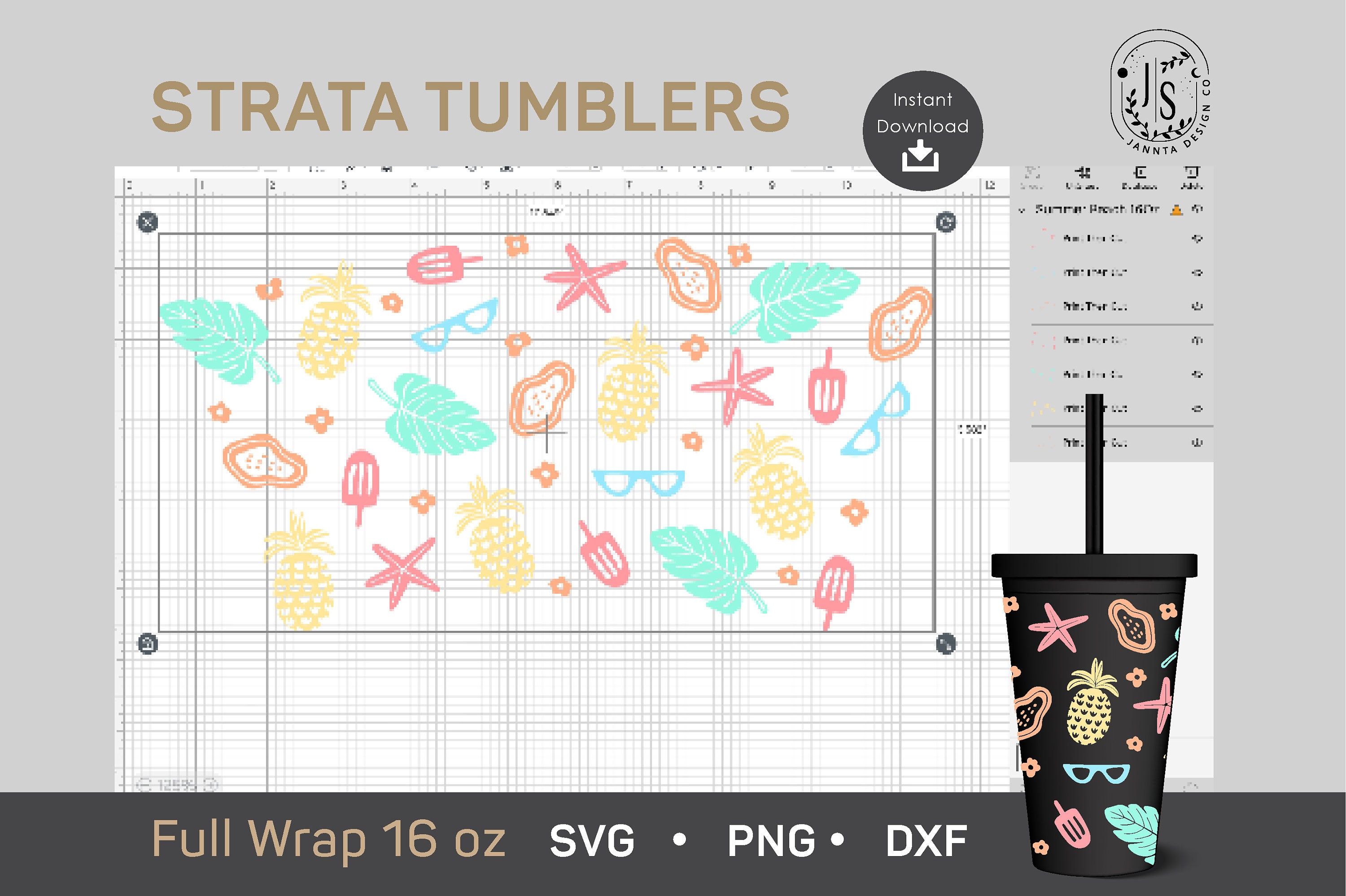 Summer Beach Strata SVG, Strata Cup Svg, Strata Full Wrap Svg, Strata ...