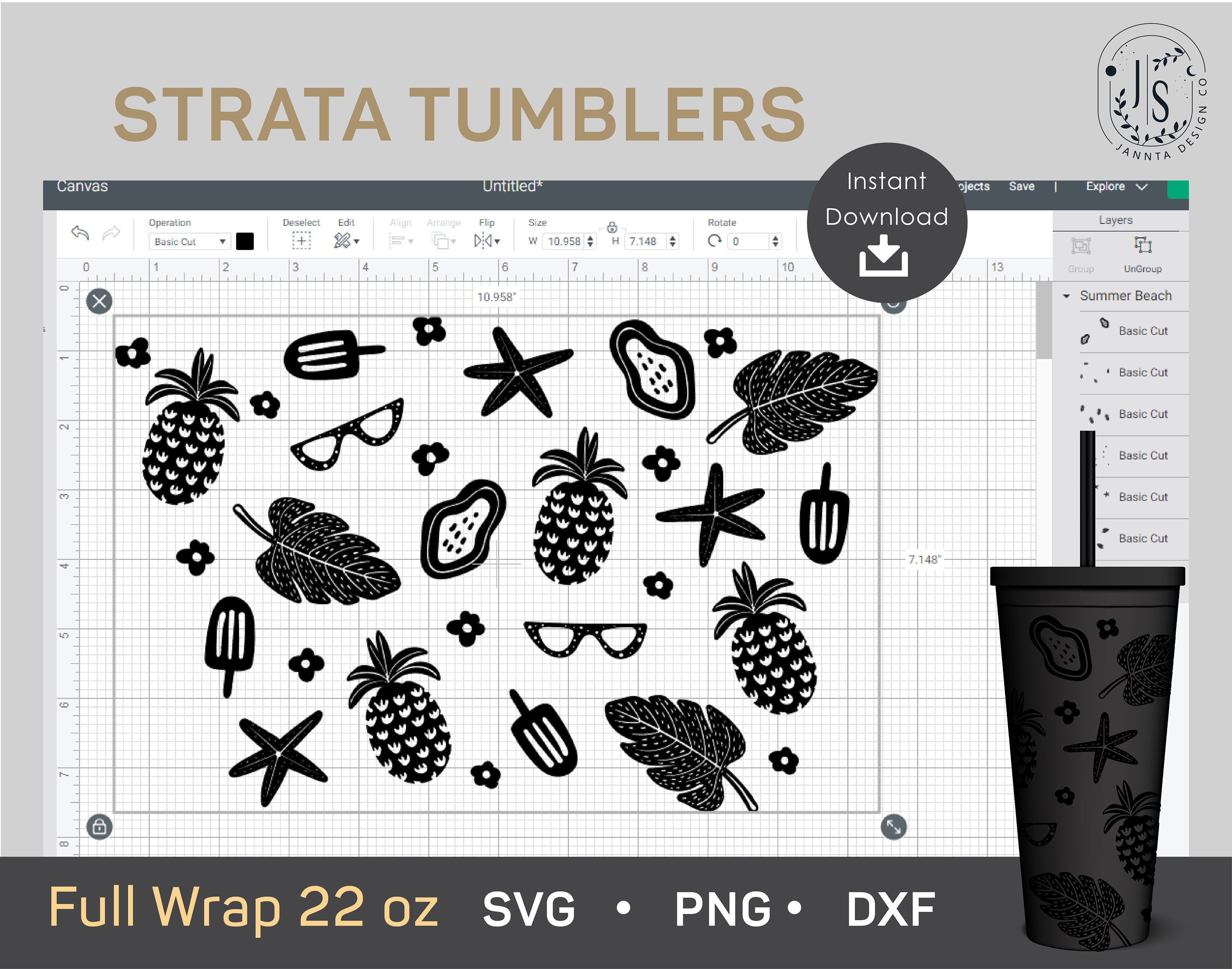 Summer Beach Strata SVG Strata Cup svg Strata Full Wrap svg | Etsy