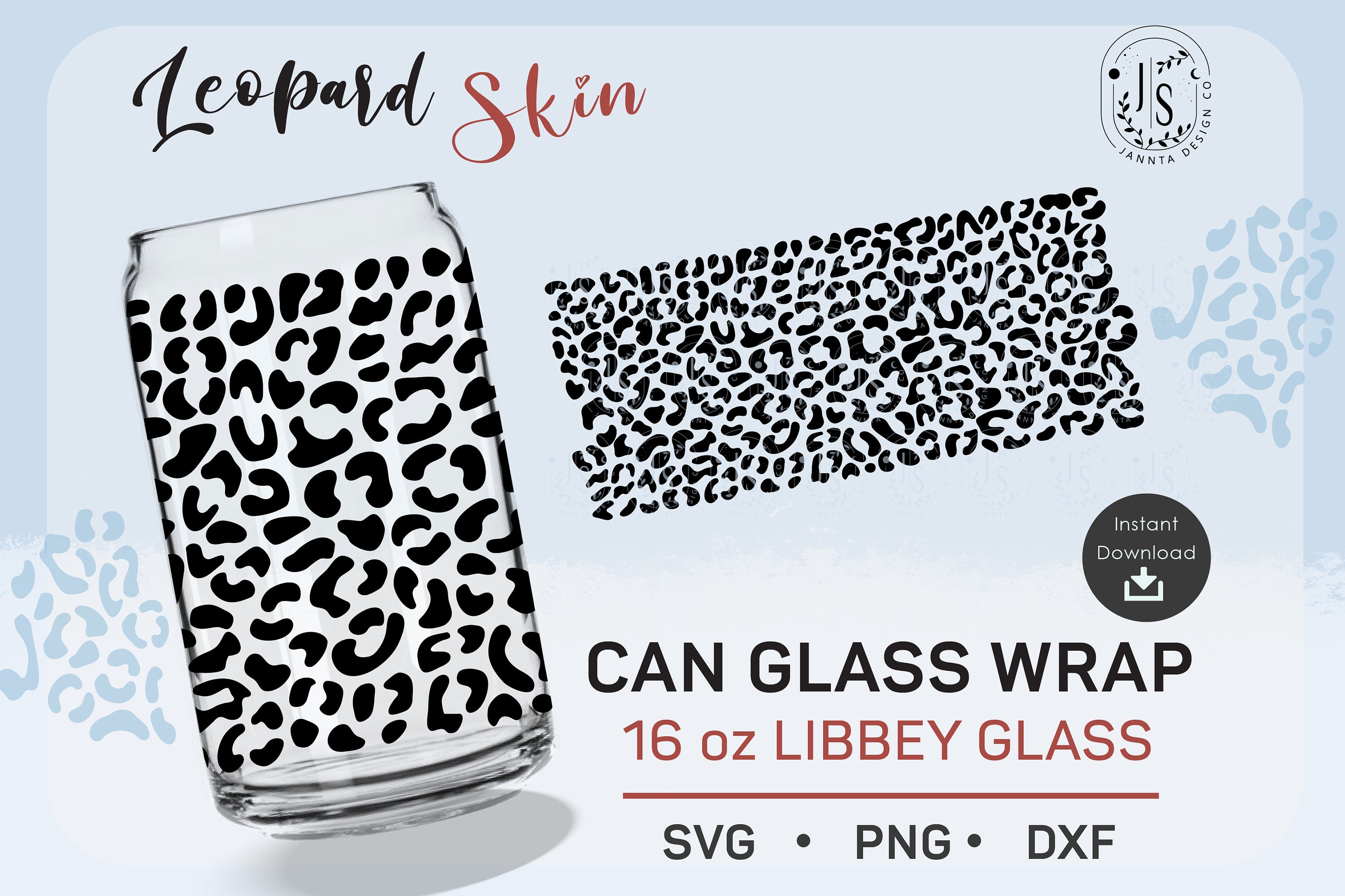 16oz Leopard Print Svg Leopard Svg Can Glass Wrap Svg Iced - Etsy