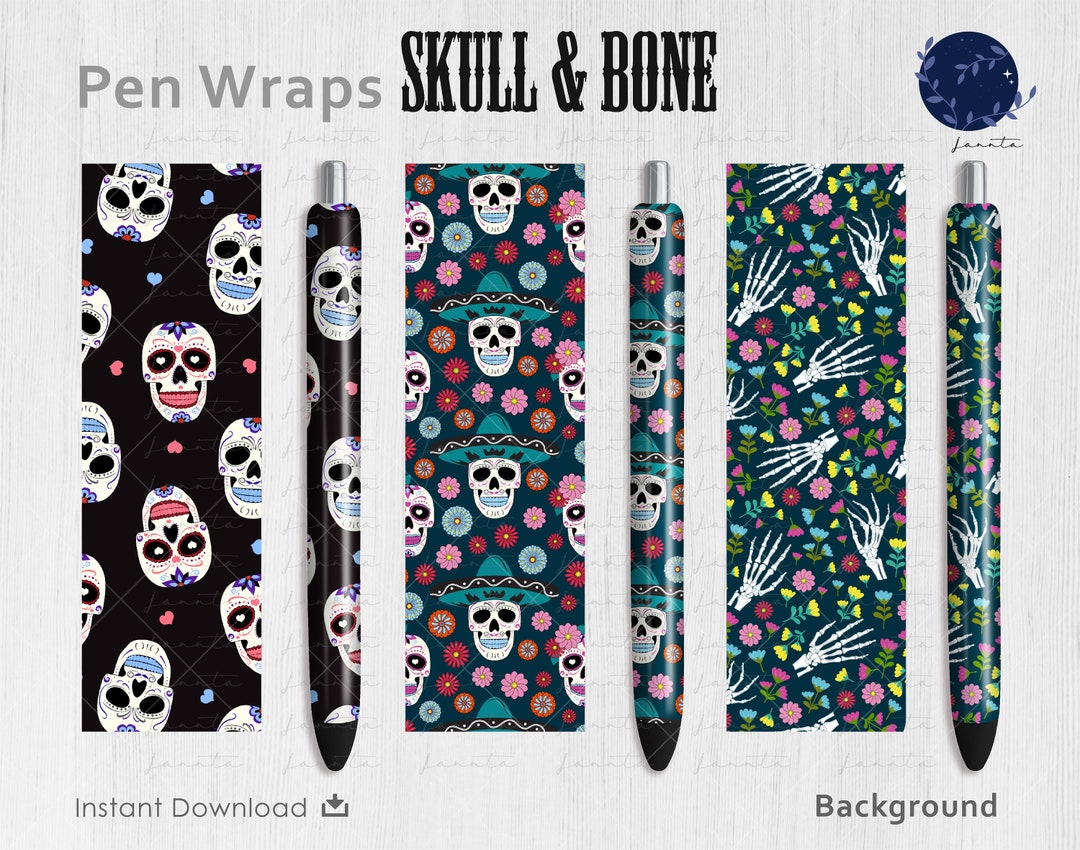 Sugar Skull Pen Wrap PNG | Skeleton Wraps Png | Bones Hand Wrap File ...