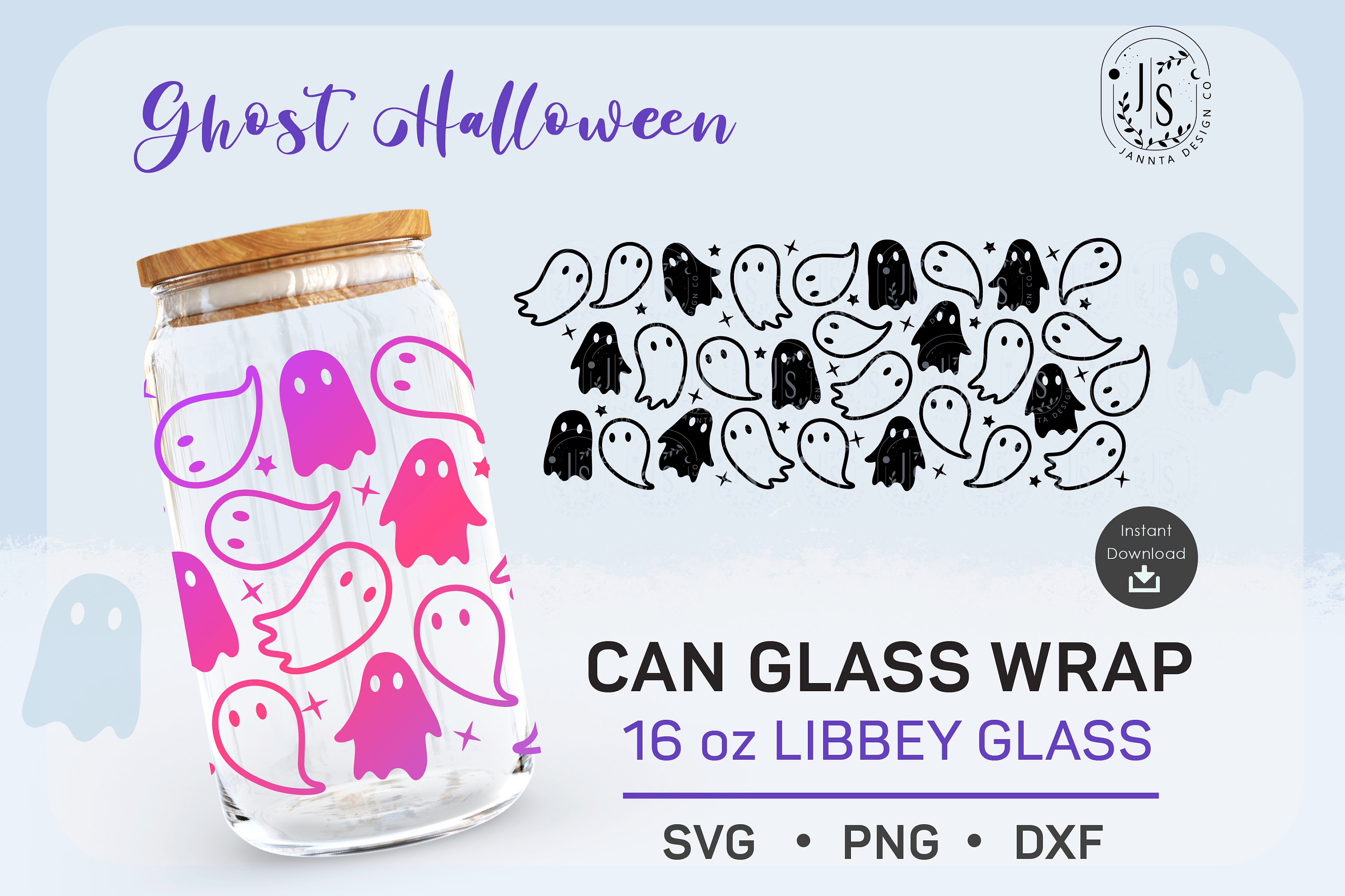 Halloween Ghost Can Glass Wrap SVG Libbey Full Wrap 16oz Svg - Etsy