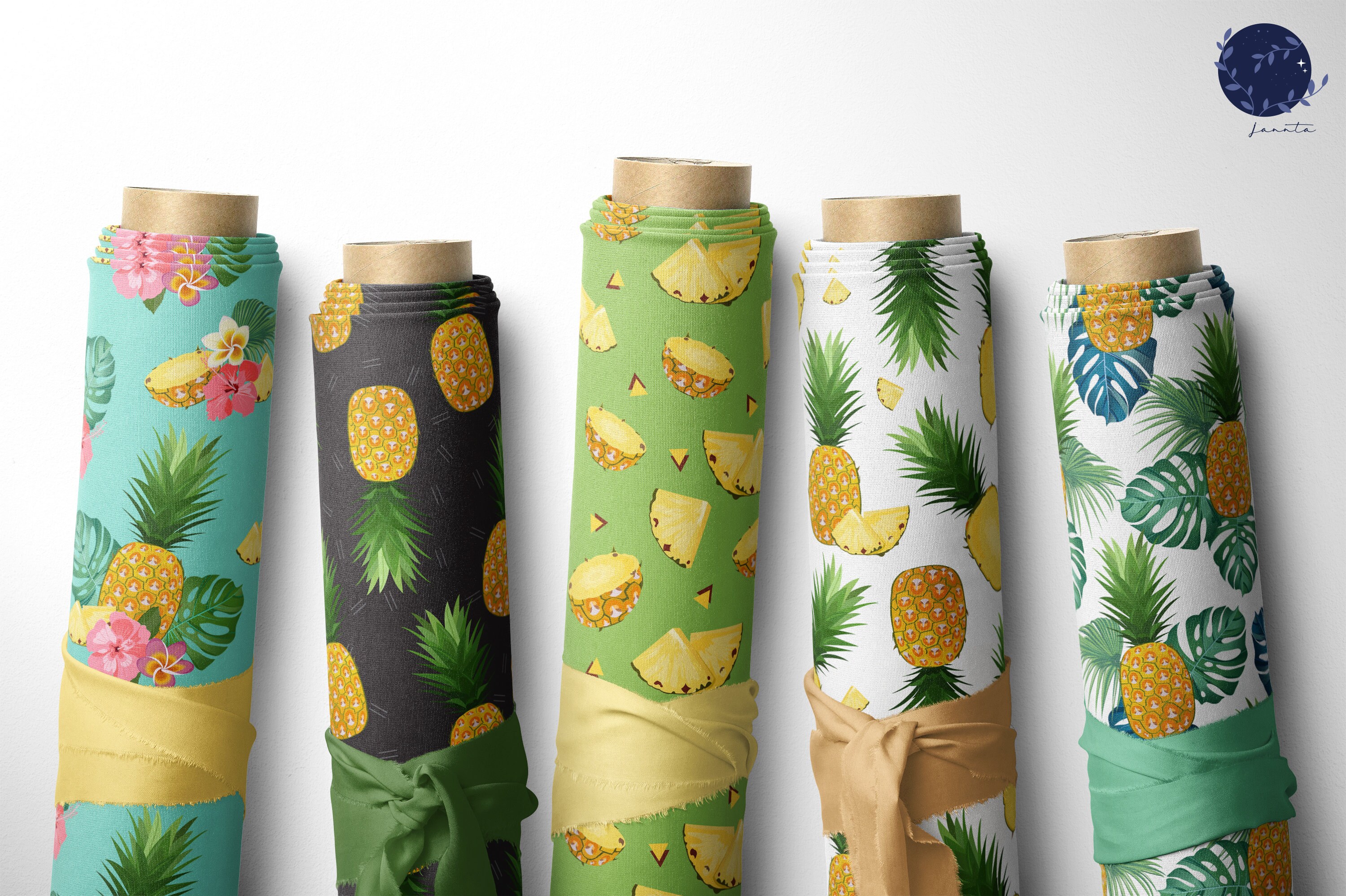 Pineapple Digital Paper Pack | Tropical Fruit, Seamless Patterns ...