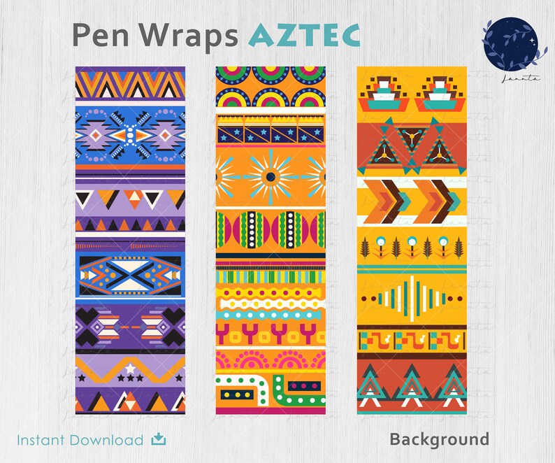 Pen Wraps Aztec PNG Pen Wrap File Set Waterslide or Vinyl - Etsy