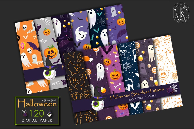 Bundle Halloween Digital Paper Day of the Dead Printable - Etsy