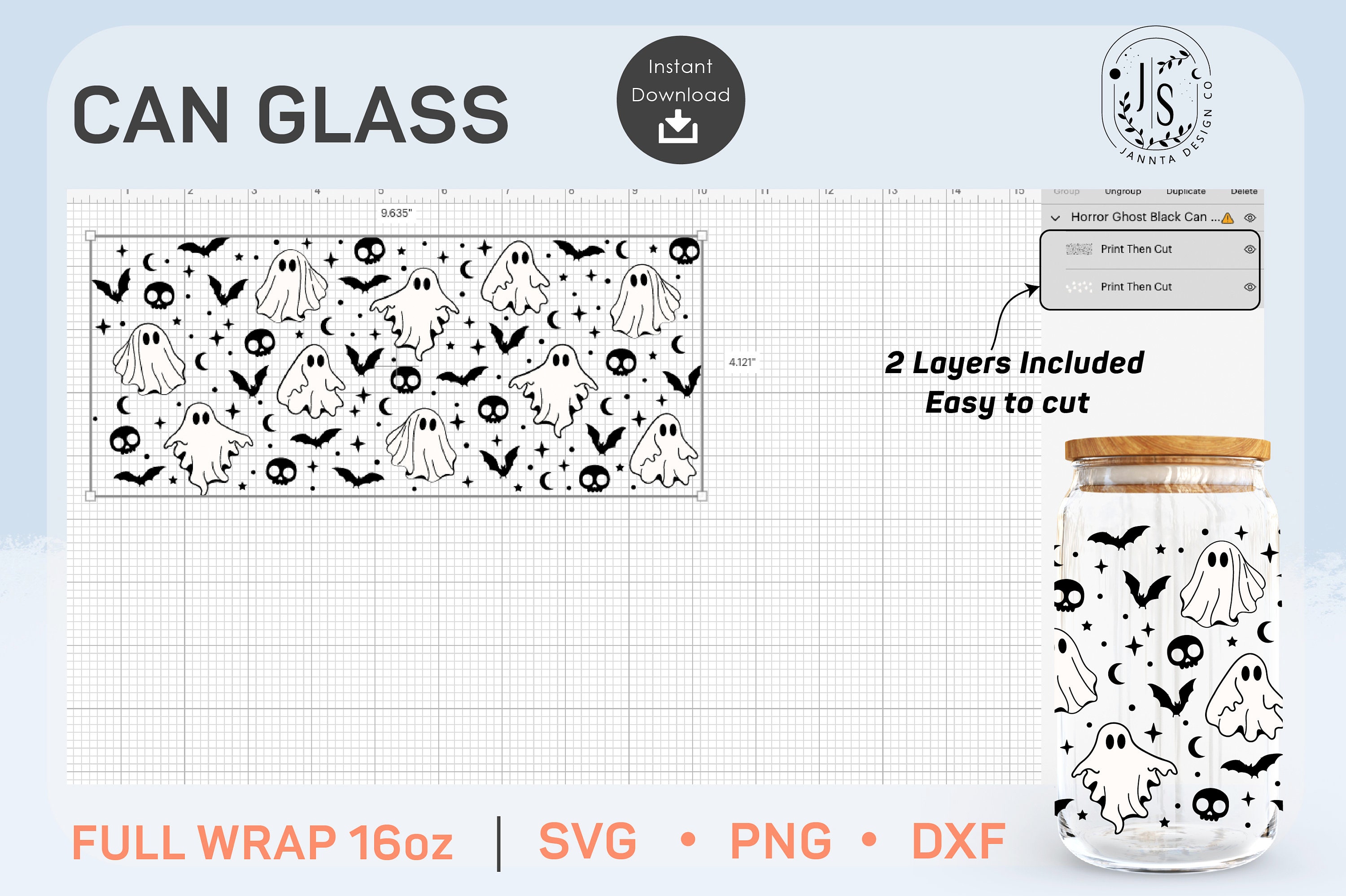 Spooky Ghost Can Glass Wrap SVG Libbey Full Wrap 16oz Svg - Etsy