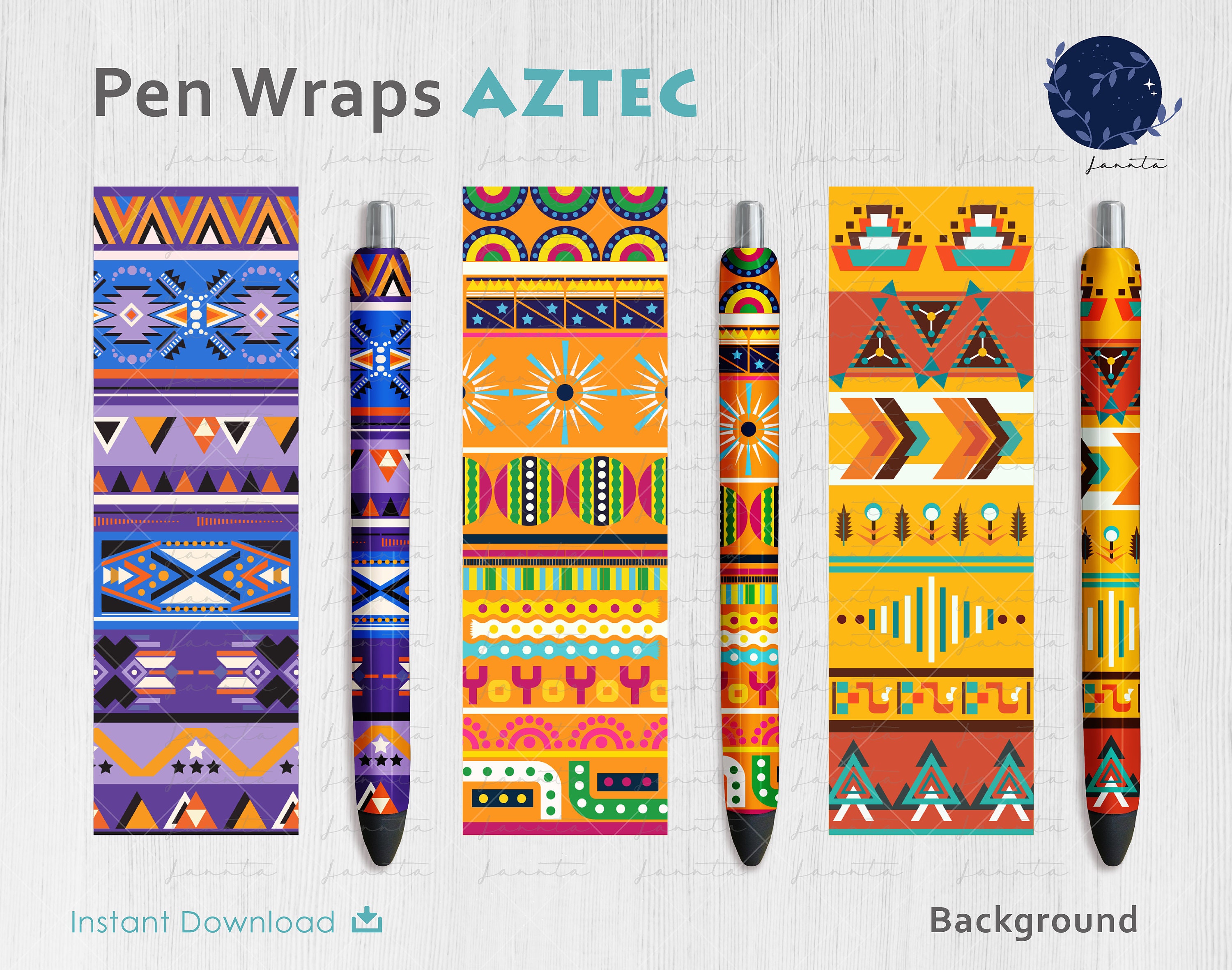 Pen Wraps Aztec PNG Pen Wrap File Set Waterslide or Vinyl - Etsy