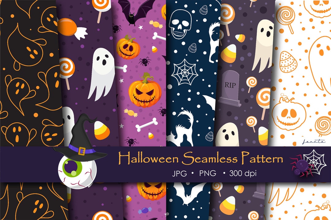 Halloween Digital Paper | Spooky Cat Digital Papers Pack | Ghost ...