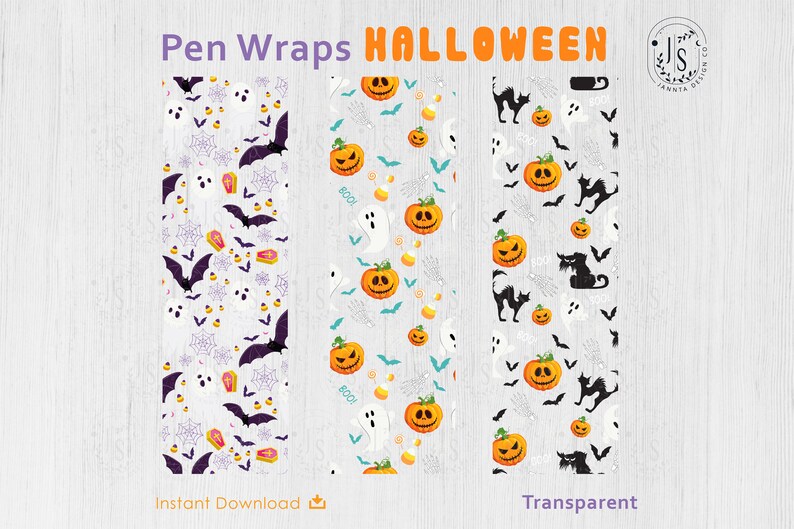 Halloween Pen Wrap PNG | Ghost, Cat, Pumpkin Designs (digital Download ...