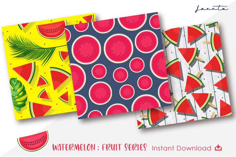 Melon Digital Paper Watermelon Fruit Tropical Fruits Set | Etsy