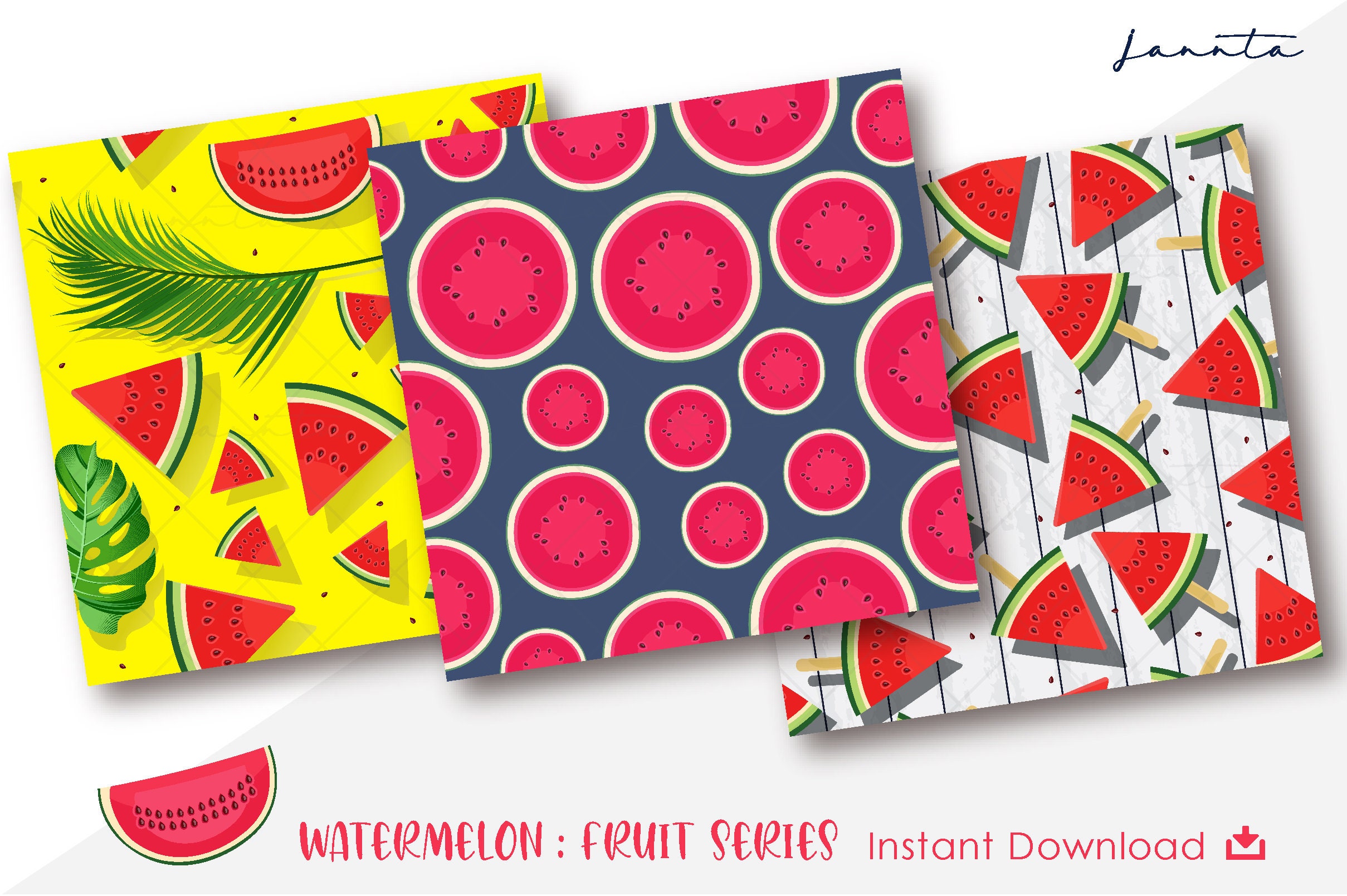 Melon Digital Paper Watermelon Fruit Tropical Fruits Set | Etsy