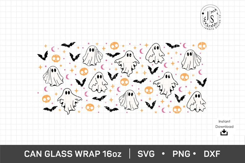 Spooky Ghost Can Glass Wrap SVG Libbey Full Wrap 16oz Svg - Etsy