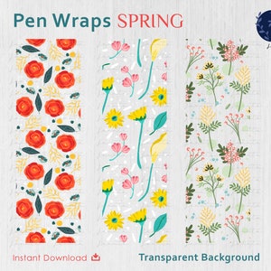 Floral Pen Wrap PNG | Rose Pen Cut File | Pen Wraps Waterslide | Flower ...