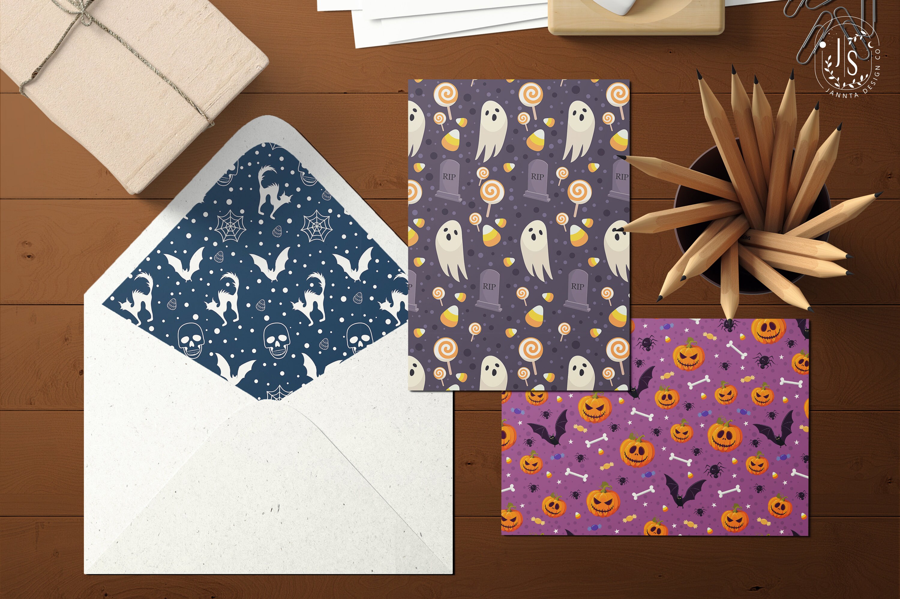 Halloween Digital Paper Spooky Cat Digital Papers Pack | Etsy