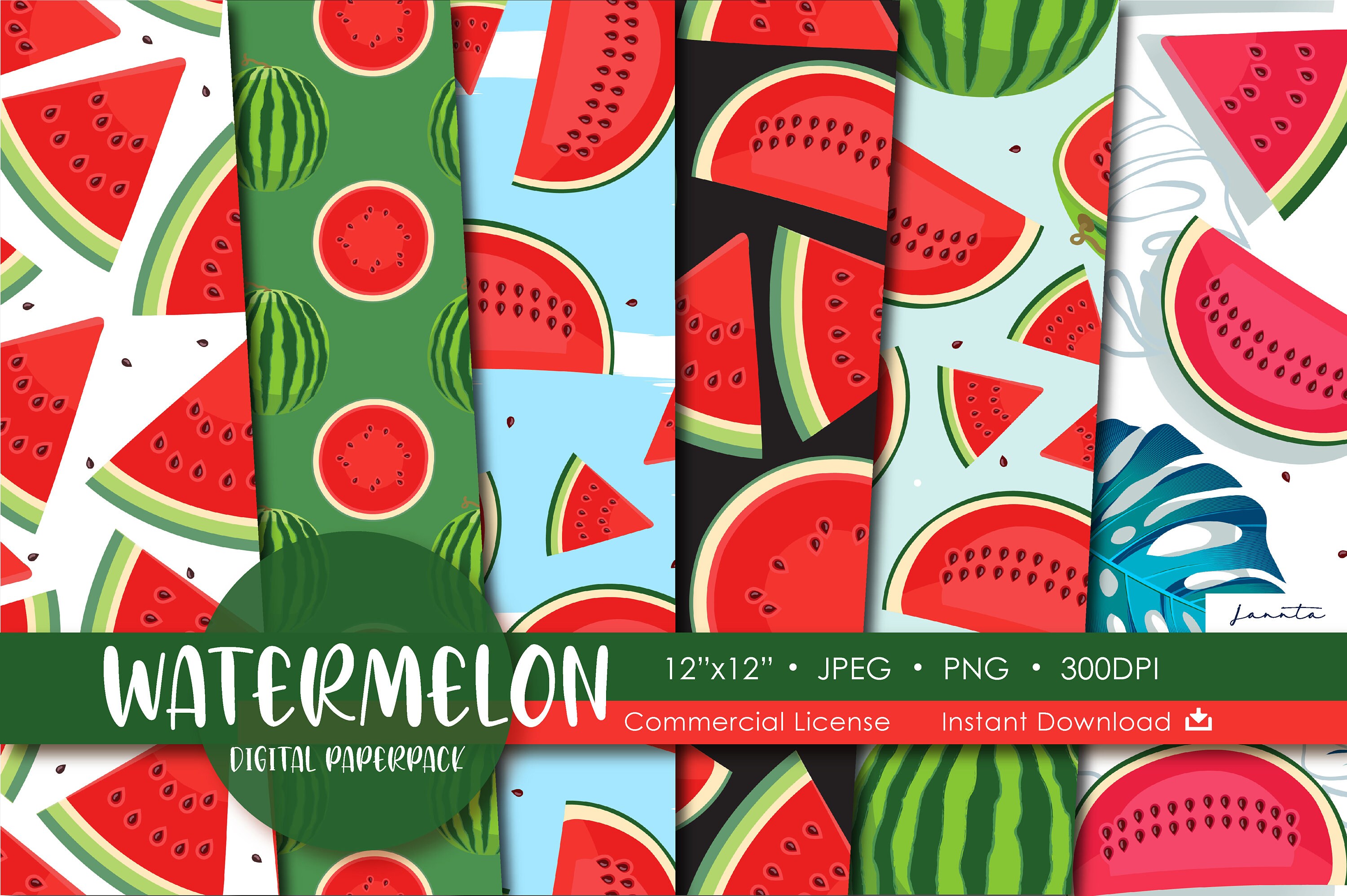 Melon Digital Paper Pack Watermelon Fruit Tropical Fruits | Etsy
