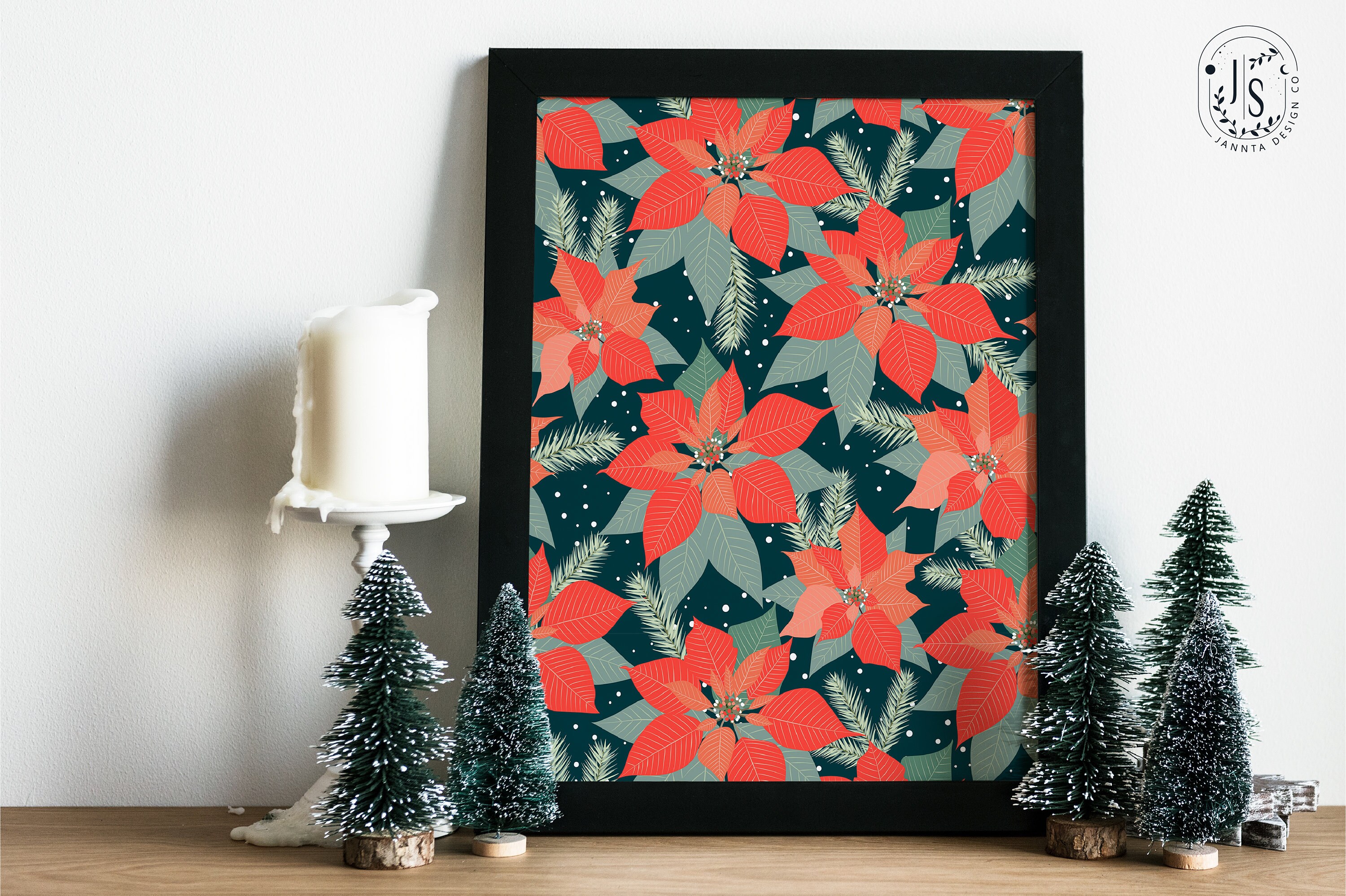 Bundle Christmas Digital Paper Winter Pattern Background | Etsy