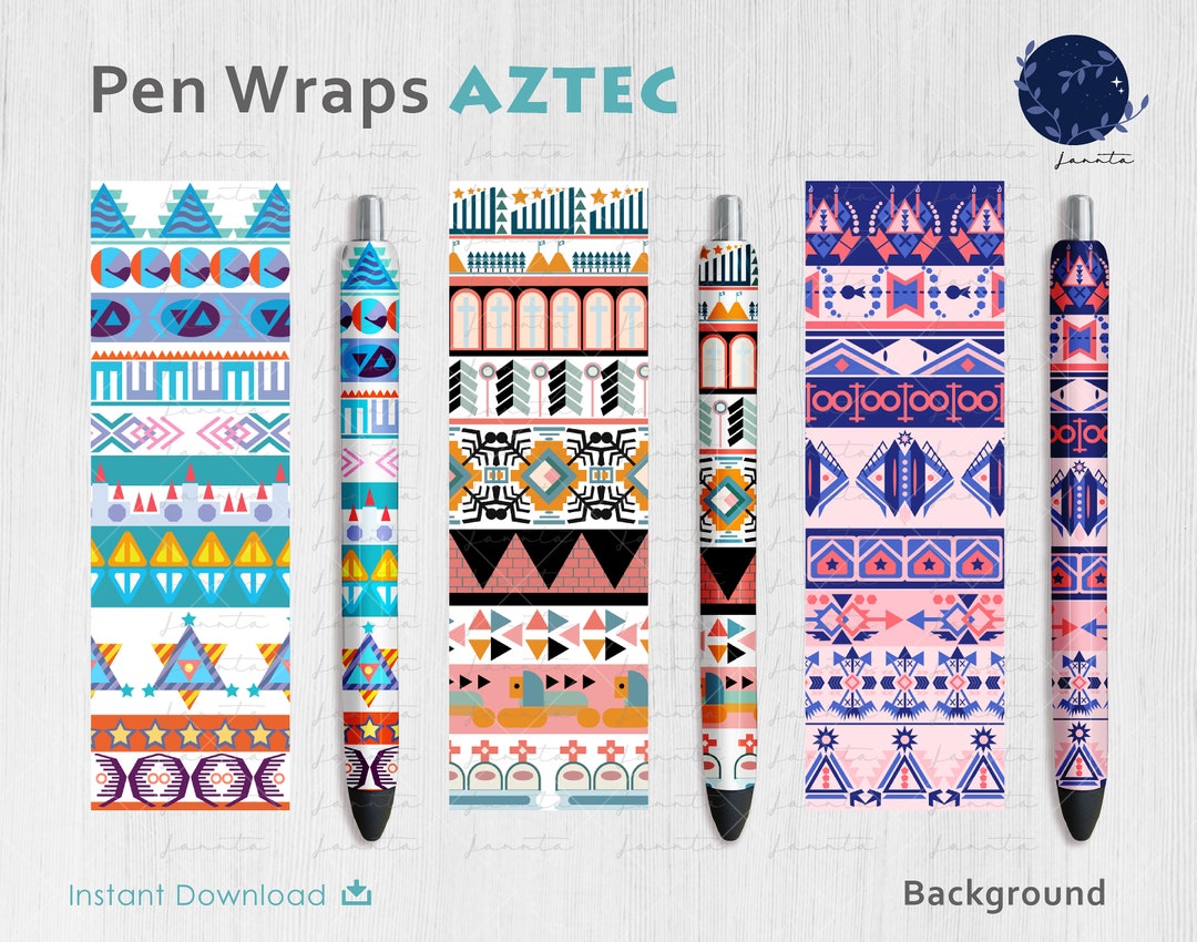 Aztec Pen Wraps PNG | Pen Wrap File Set | Waterslide or Vinyl | Digital ...