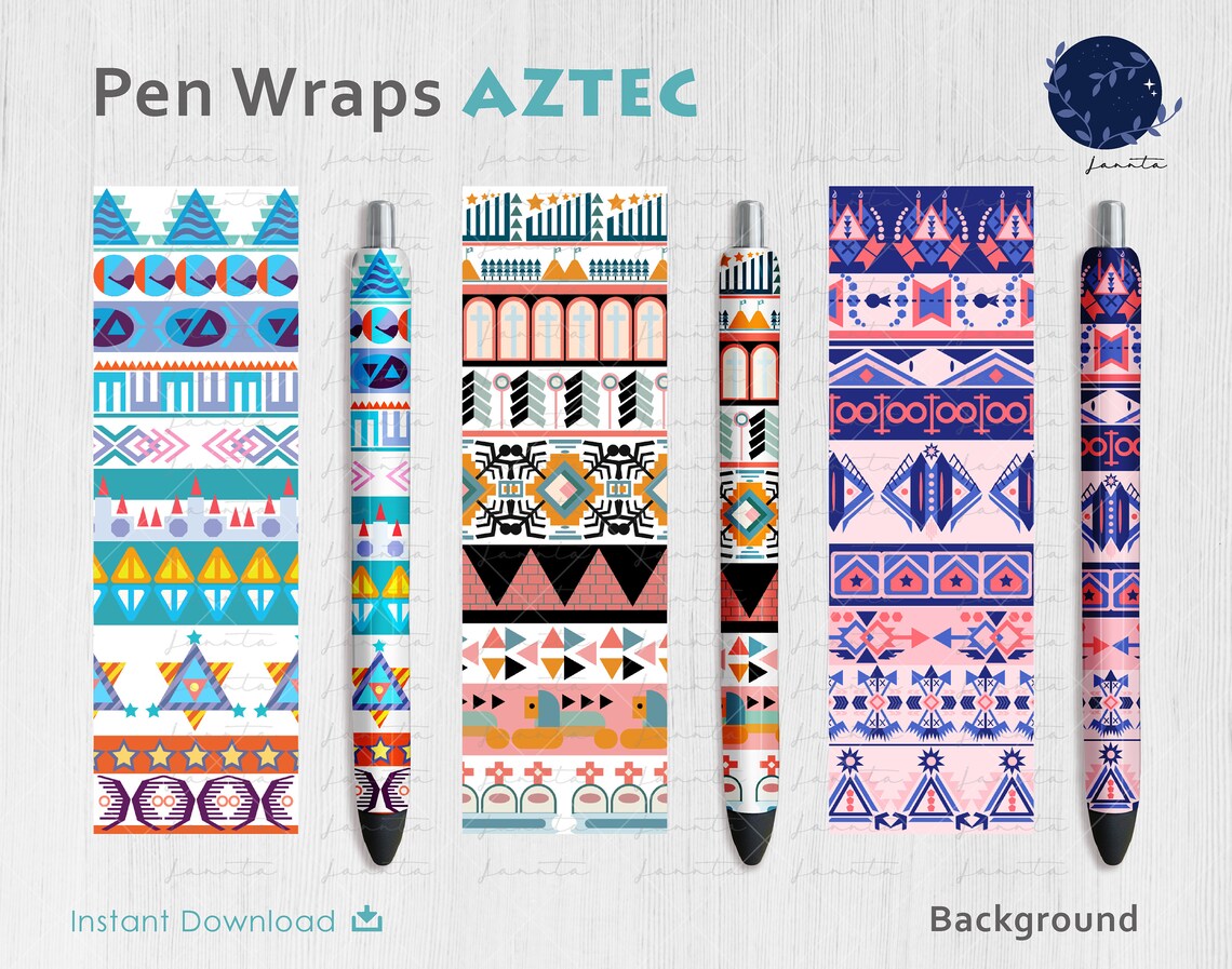Aztec Pen Wraps PNG Pen Wrap File Set Waterslide or Vinyl - Etsy