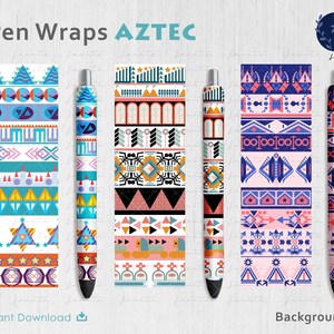 Aztec Pen Wraps PNG | Pen Wrap File Set | Waterslide or Vinyl | Digital ...
