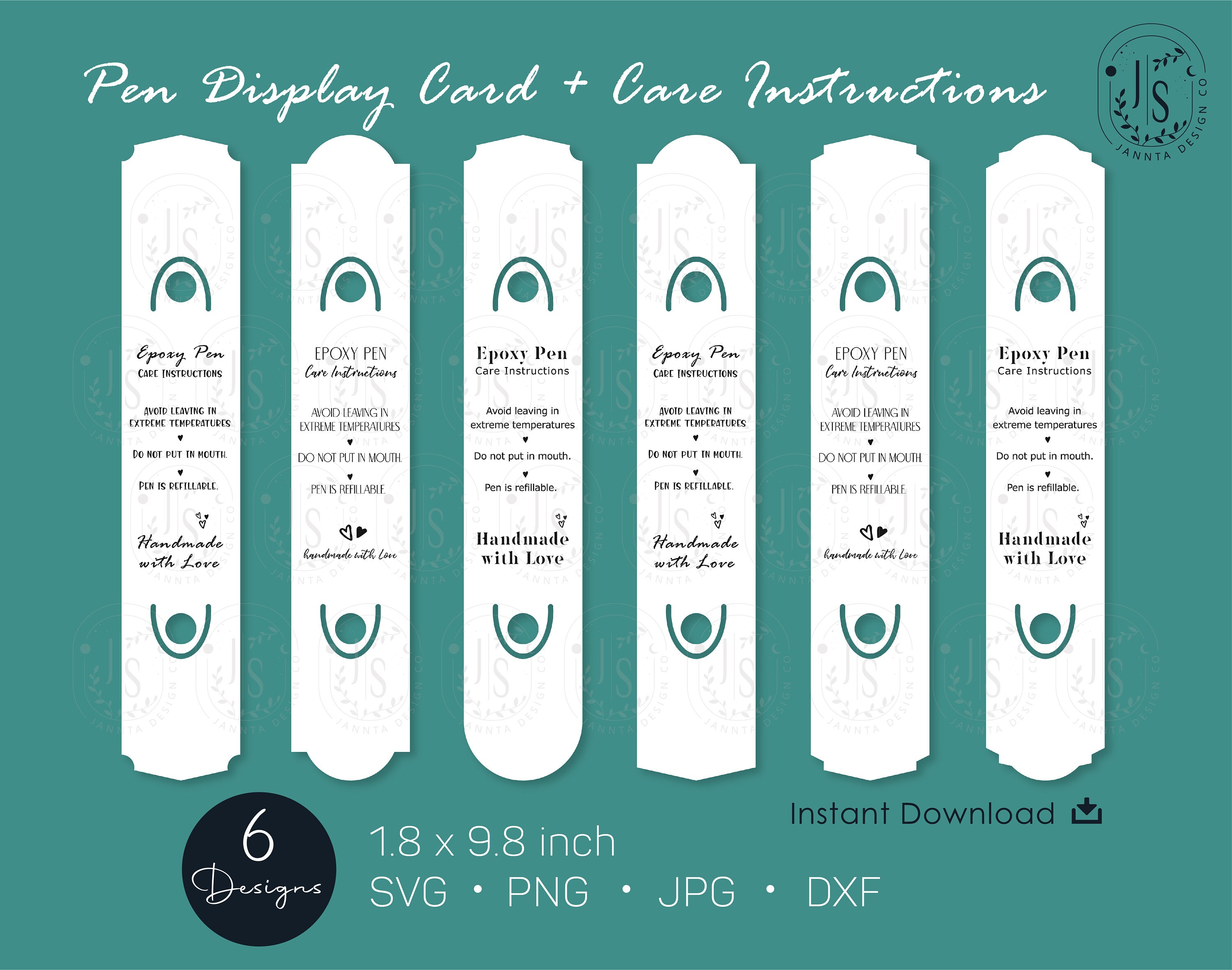 Epoxy Pen Display Card SVG Glitter Pen Care Template Pen - Etsy