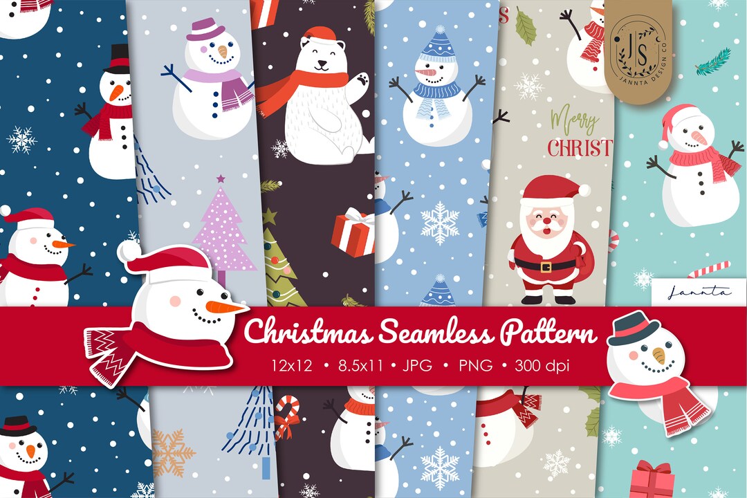 Christmas Snowman Seamless Pattern, Winter Paper (digital Download) - Etsy