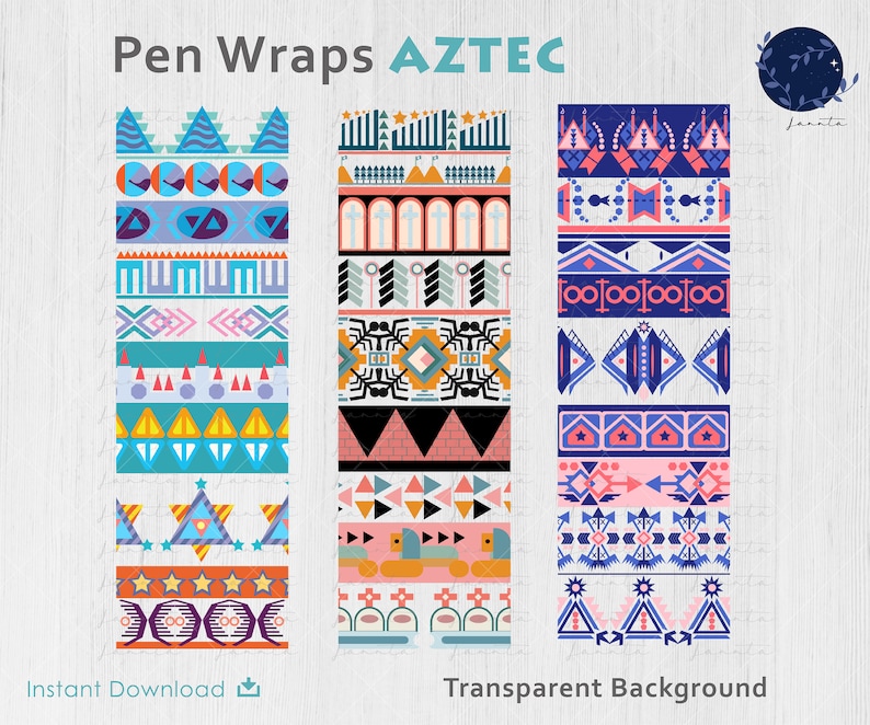 Aztec Pen Wraps PNG Pen Wrap File Set Waterslide or Vinyl | Etsy