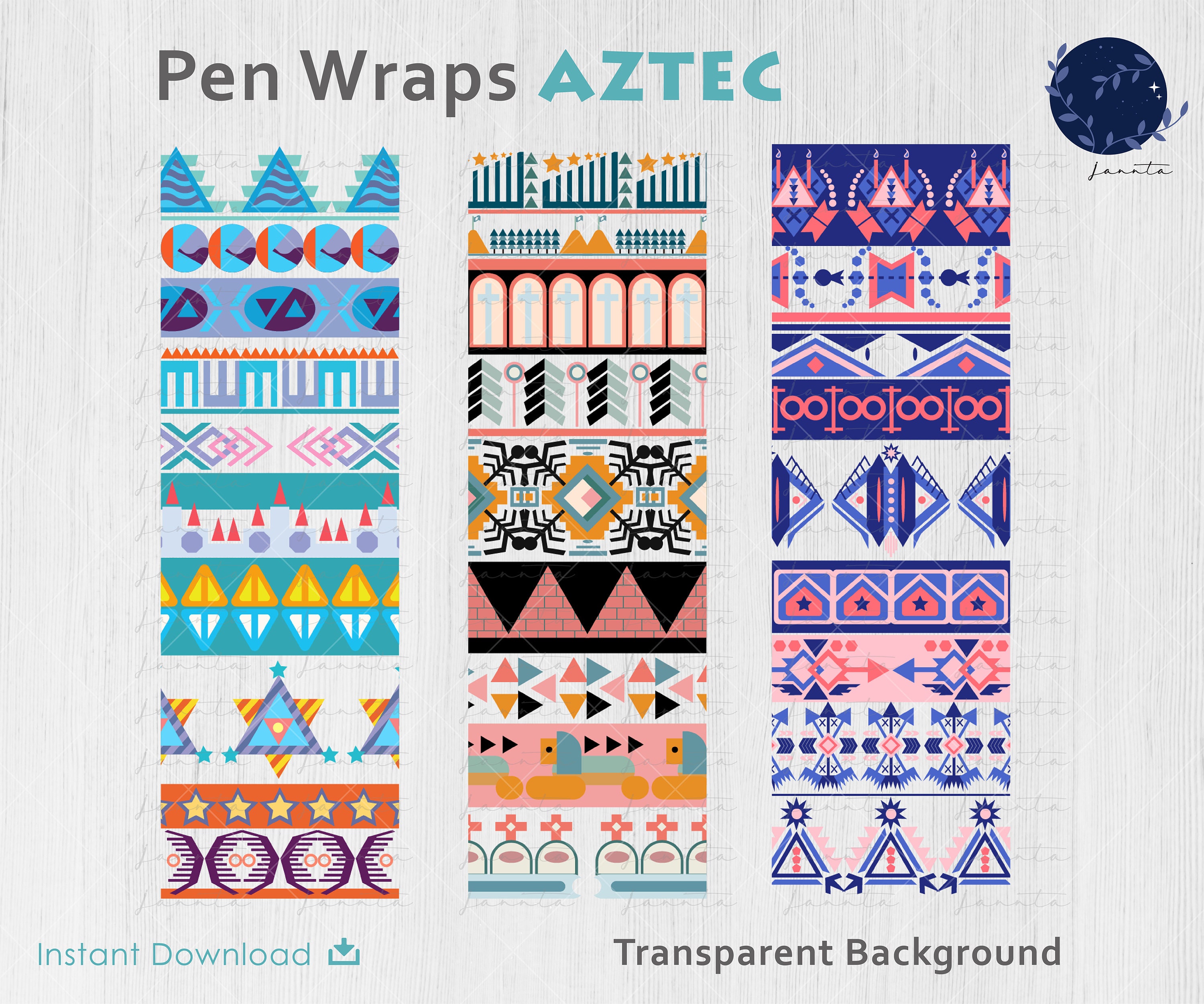 Aztec Pen Wraps PNG Pen Wrap File Set Waterslide or Vinyl - Etsy