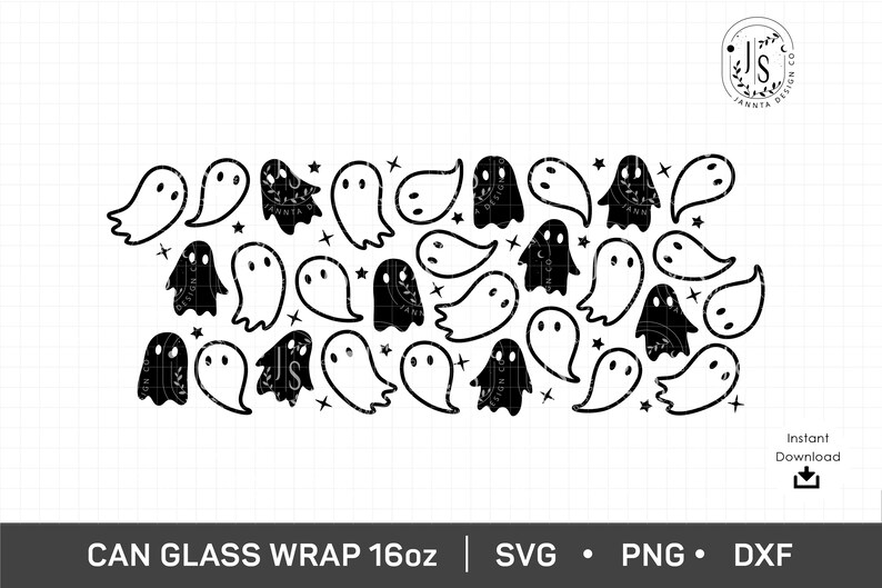 Halloween Ghost Can Glass Wrap SVG, Libbey Full Wrap 16oz Svg, Horror ...