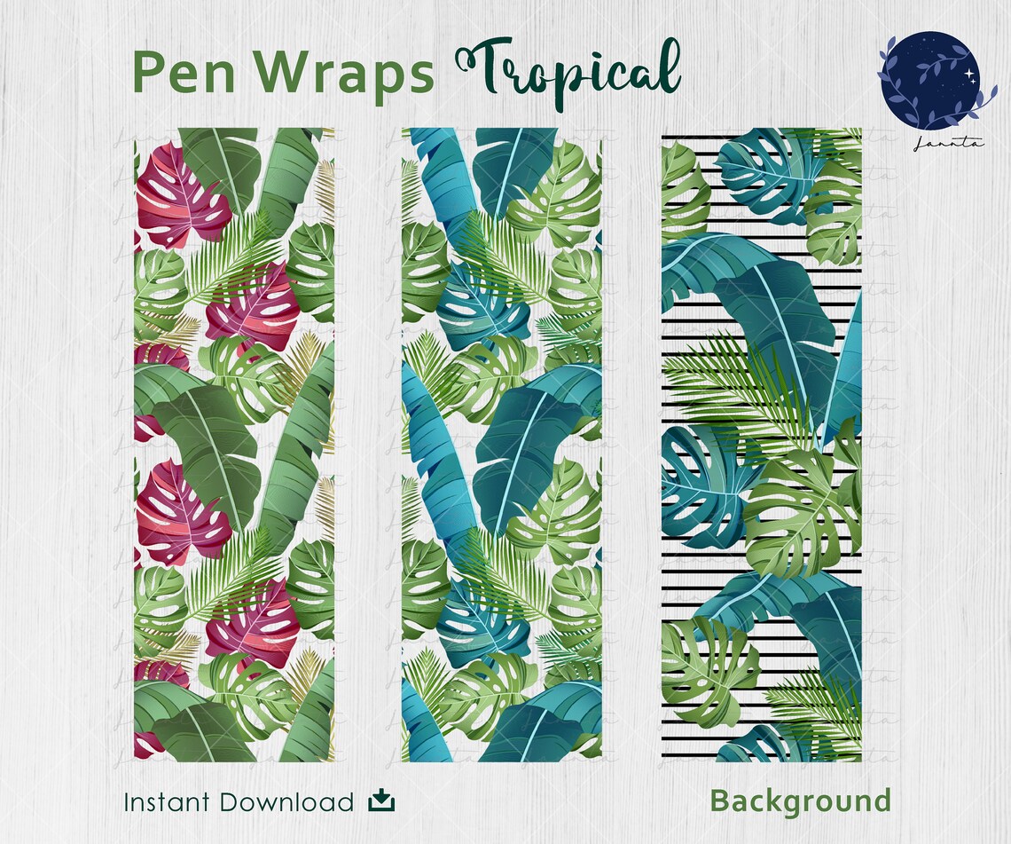 Tropical Leave Pen Wraps PNG Leaf Pen Wrap Png Plant Wrap | Etsy