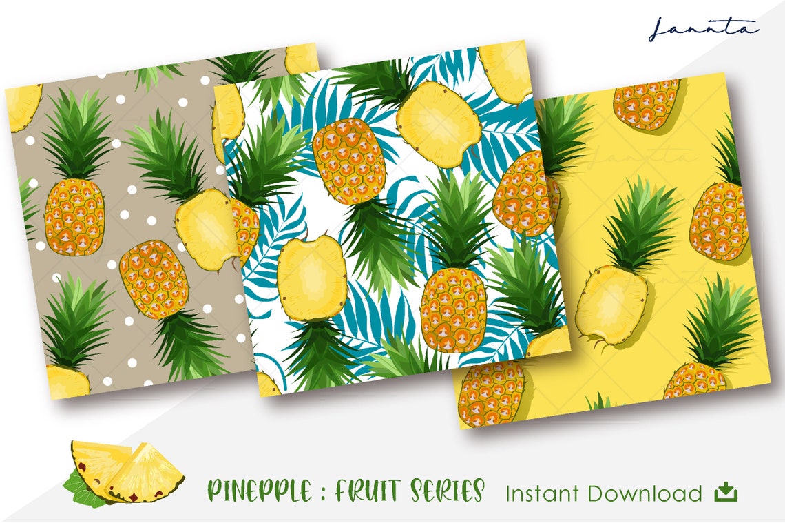 Pineapple Digital Paper Pack | Papers Pattern | Fruit Set Wrapping ...