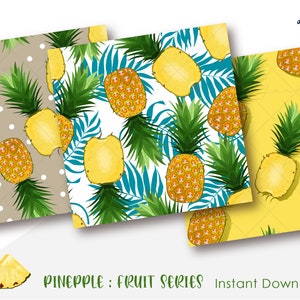 Pineapple Digital Paper Pack | Papers Pattern | Fruit Set Wrapping ...