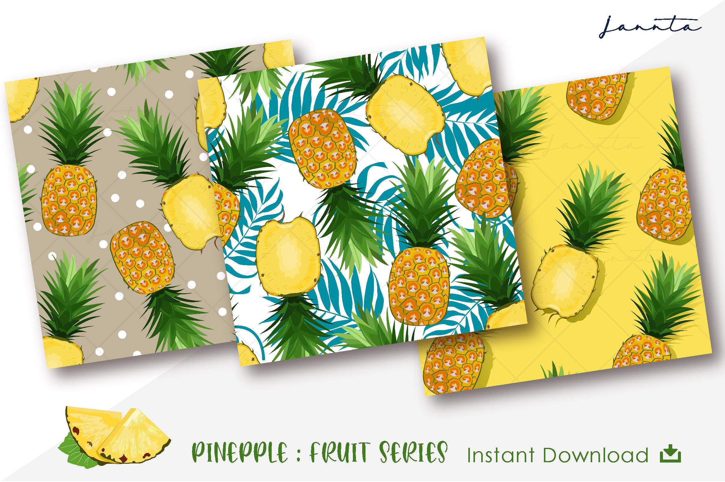Pineapple Digital Paper Pack Papers Pattern Fruit Set - Etsy