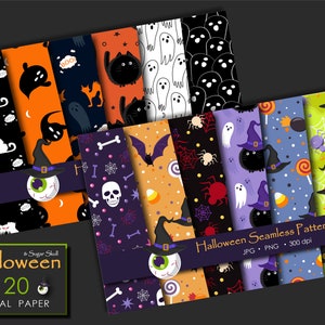 Halloween Digital Paper Bundle | Sugar Skull Seamless Patterns (instant ...