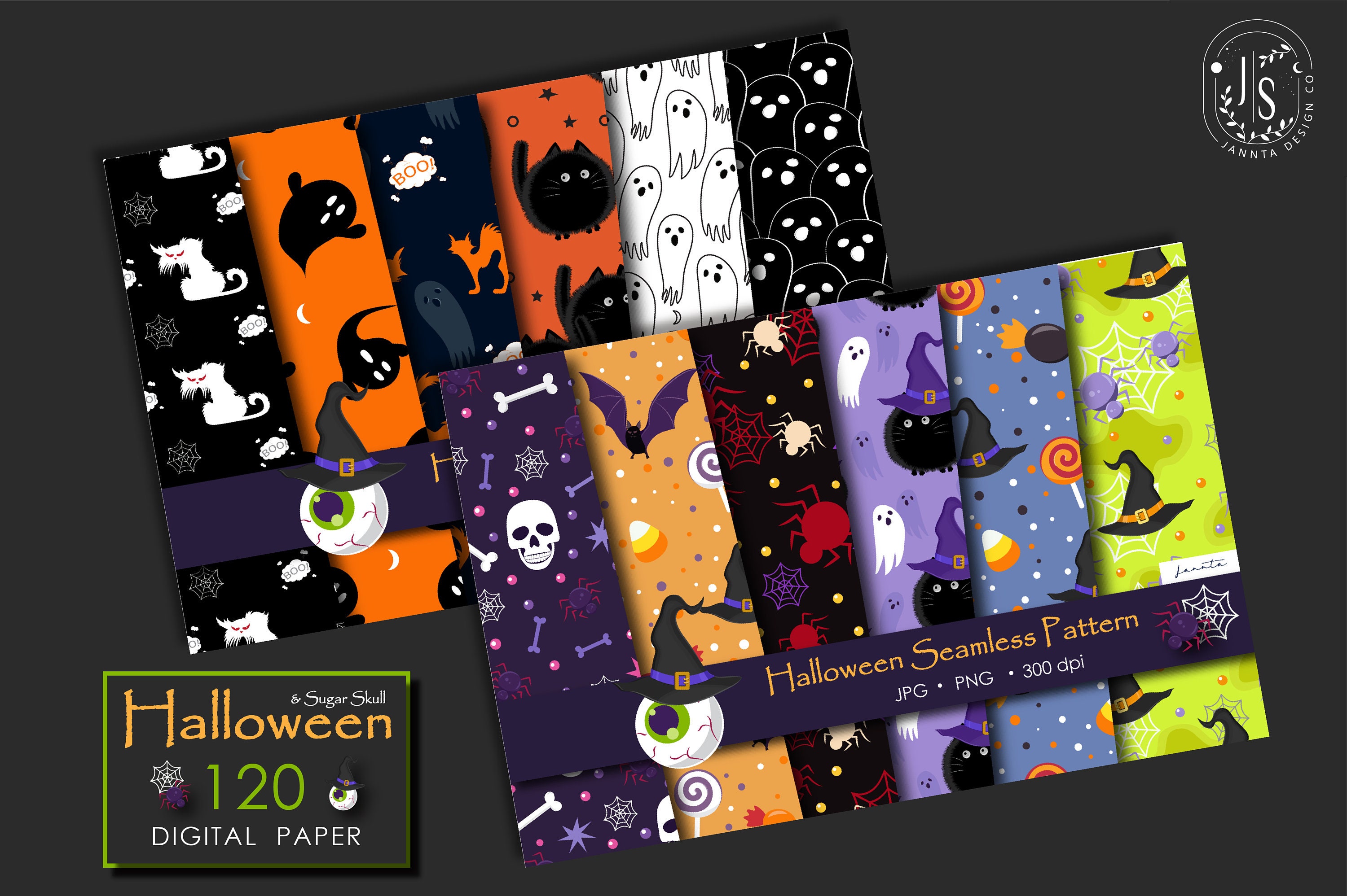 Halloween Digital Paper Bundle | Sugar Skull Seamless Patterns (instant ...