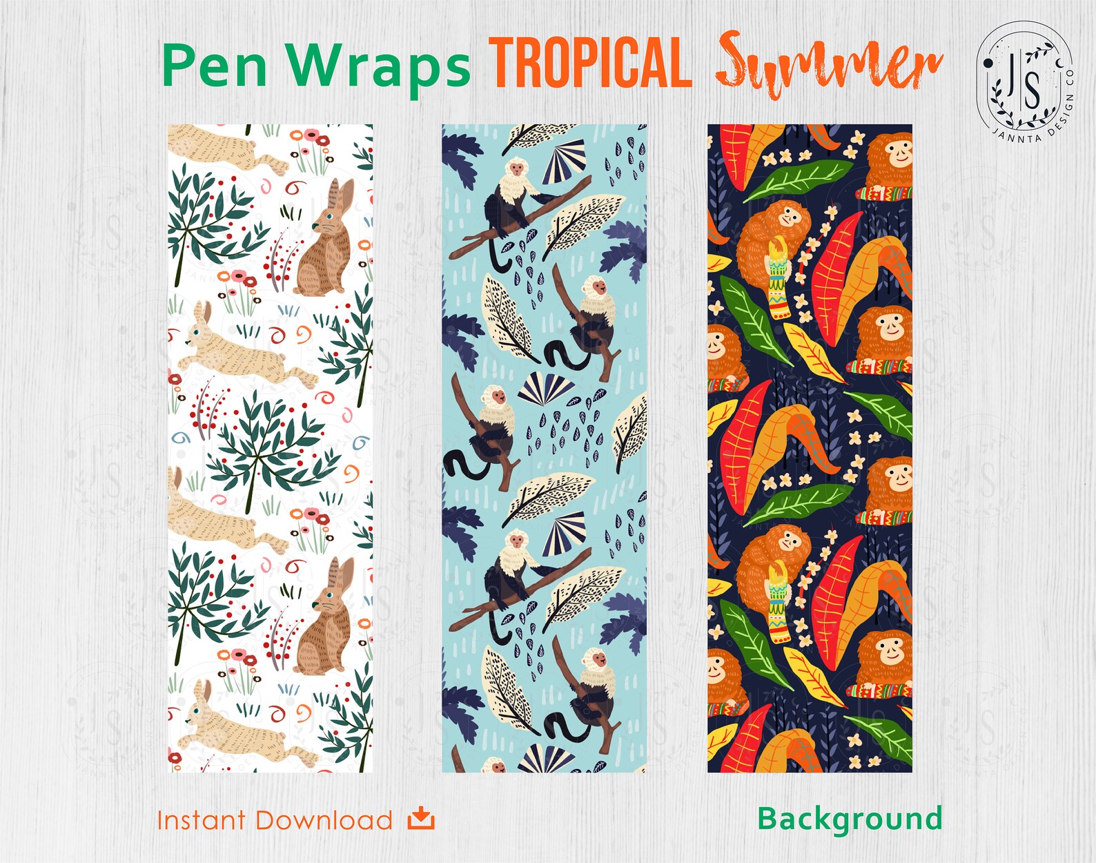 Tropical Monkey Pen Wrap PNG Bunny Pen Wraps Png Rabbit - Etsy