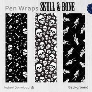 Skull Pen Wrap PNG | Skulls Wraps Png | Bones Hand Wrap File Set ...