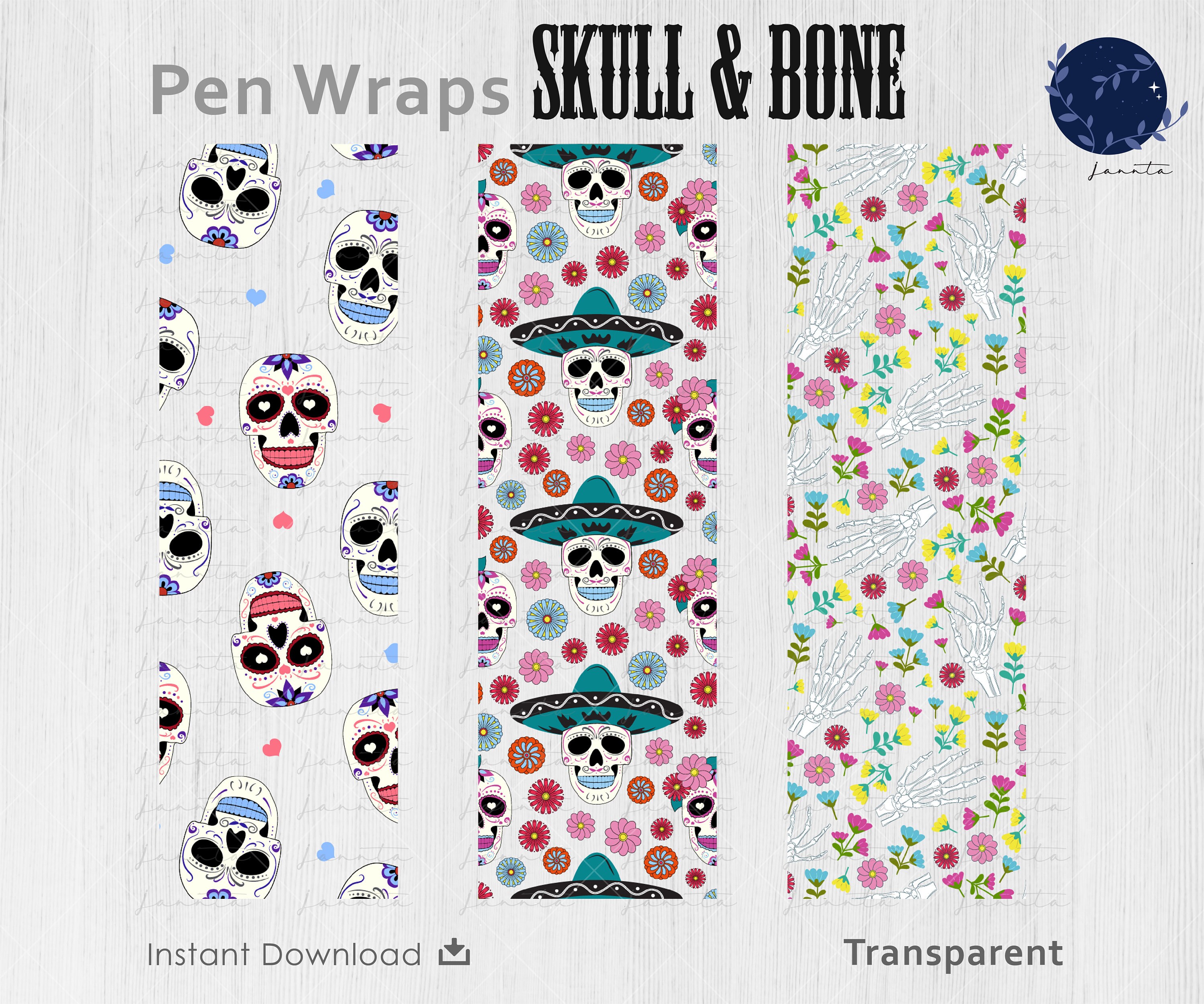 Sugar Skull Pen Wrap PNG | Skeleton Wraps Png | Bones Hand Wrap File ...