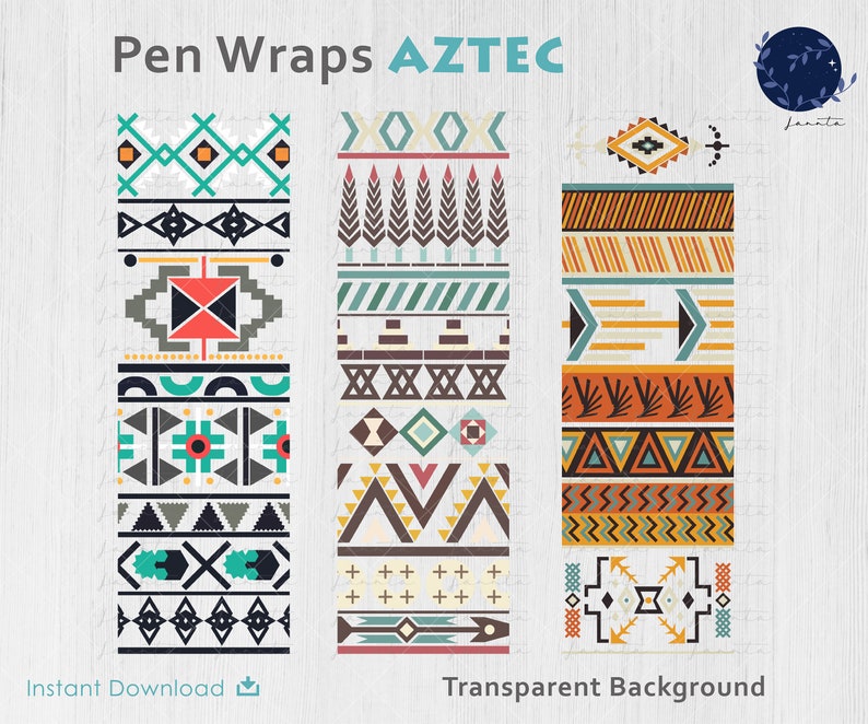 Pen Wrap PNG Aztec Wraps File Set Waterslide or Vinyl PNG - Etsy
