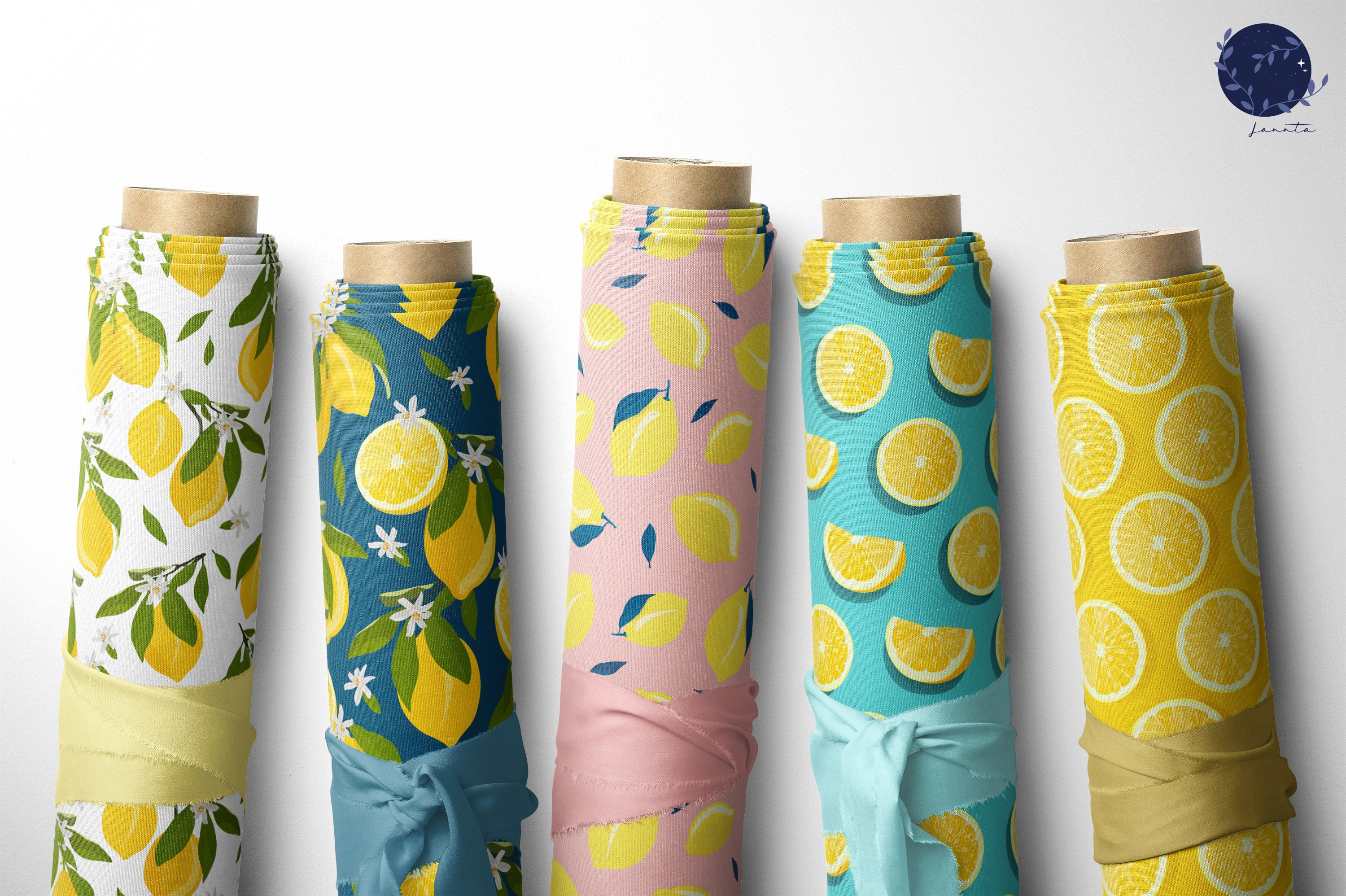 Lemon Digital Papers Pack Fruit Set Wrapping Citrus | Etsy