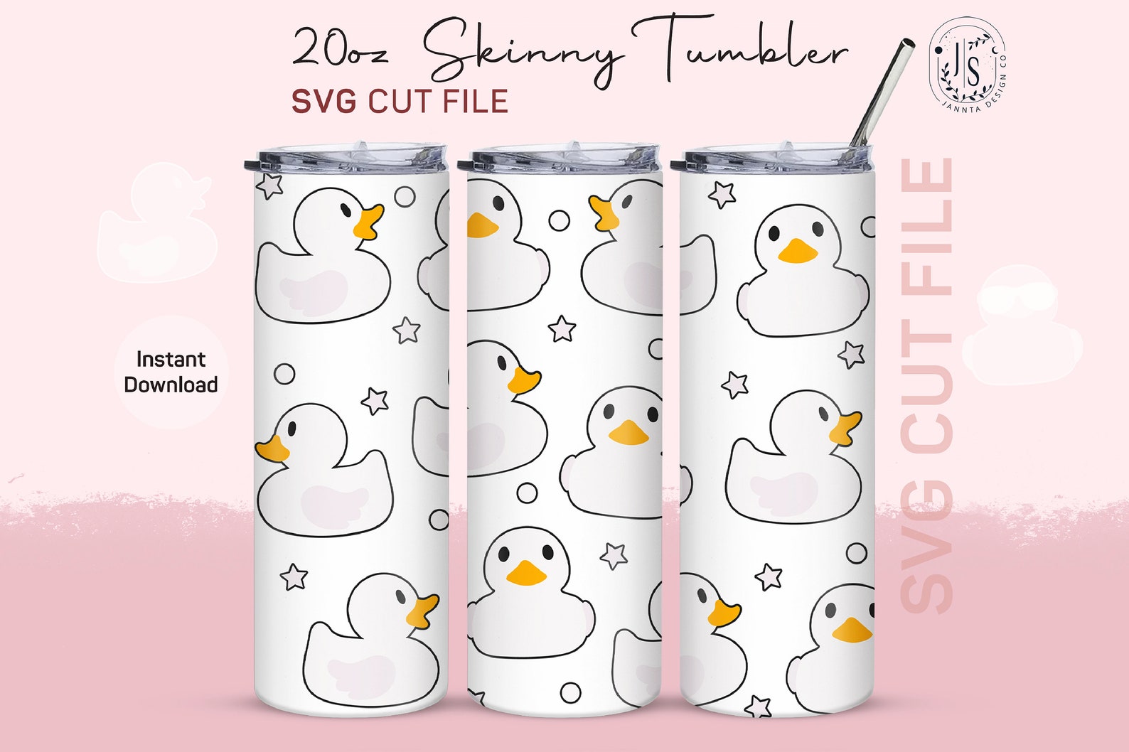Rubber Duck SVG 20 Oz Skinny Tumbler Happy Duckie Full Wrap - Etsy