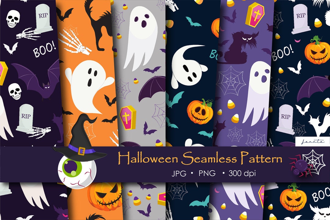 Halloween Digital Paper Spooky Cat Digital Papers Pack Ghost Background ...