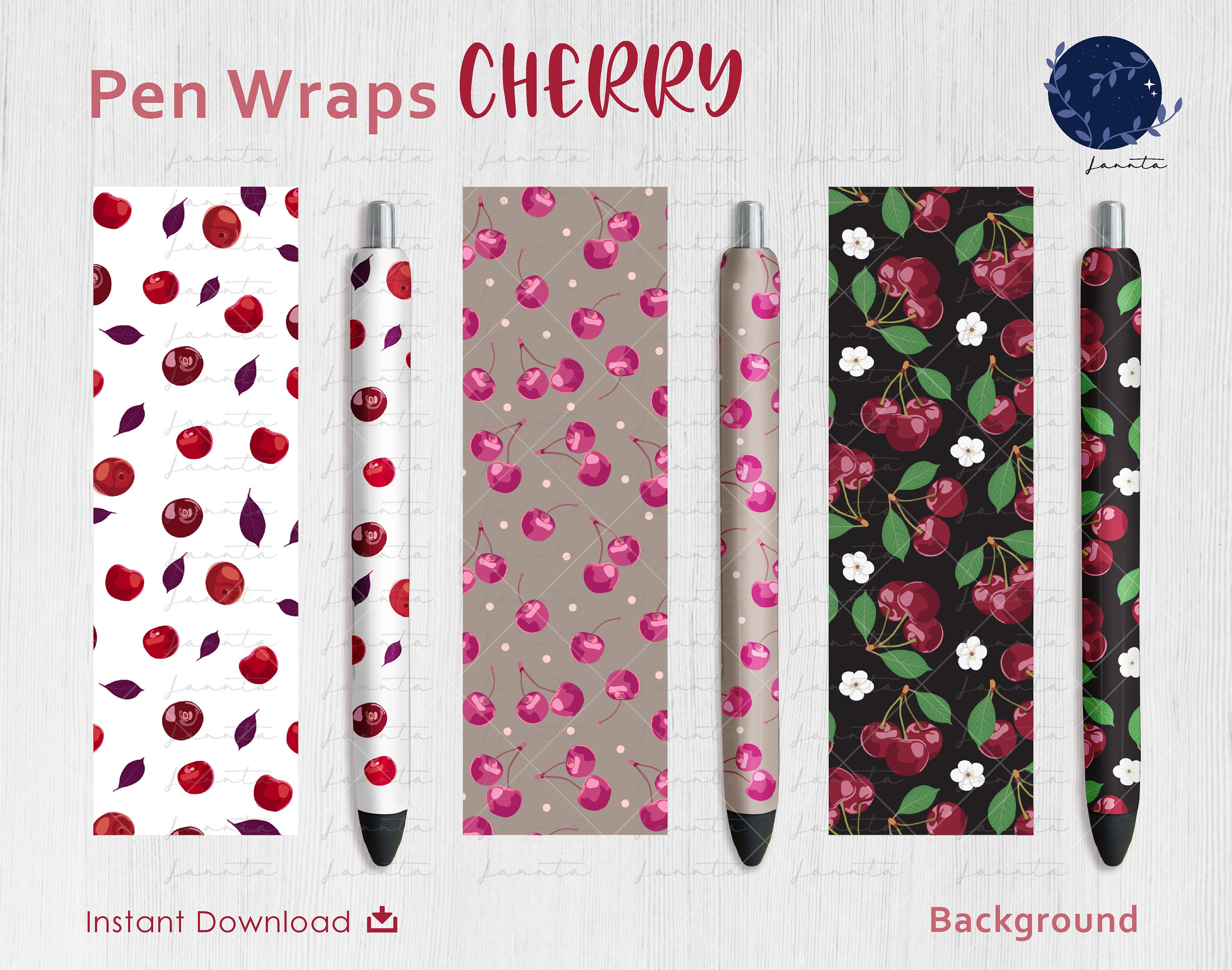 Cherry Pen Wrap PNG Fruit Pen Wraps Berry Fruits File Set - Etsy