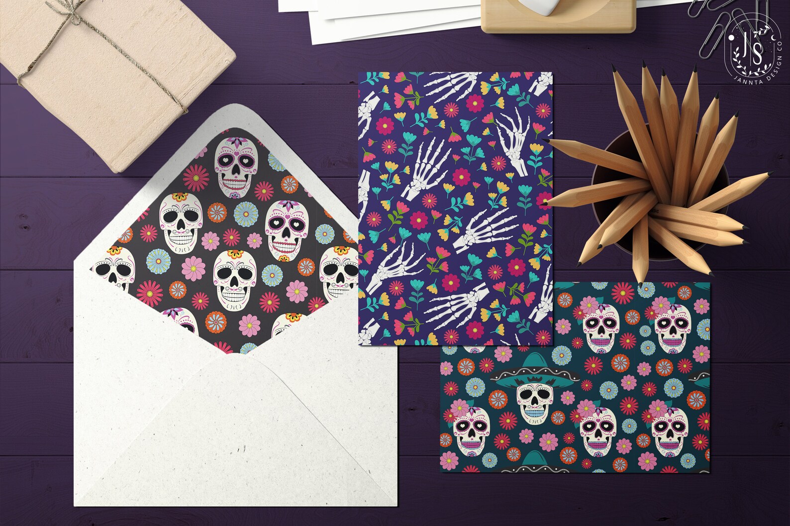 Day of the Dead Digital Paper Sugar Skull Halloween Horror - Etsy