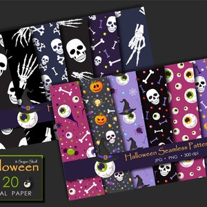 Bundle Halloween Digital Paper Day of the Dead Printable Seamless ...