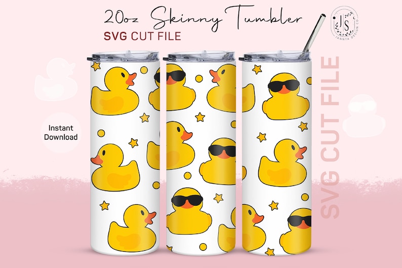 Rubber Duck SVG 20 Oz Skinny Tumbler Happy Duckie Full Wrap - Etsy
