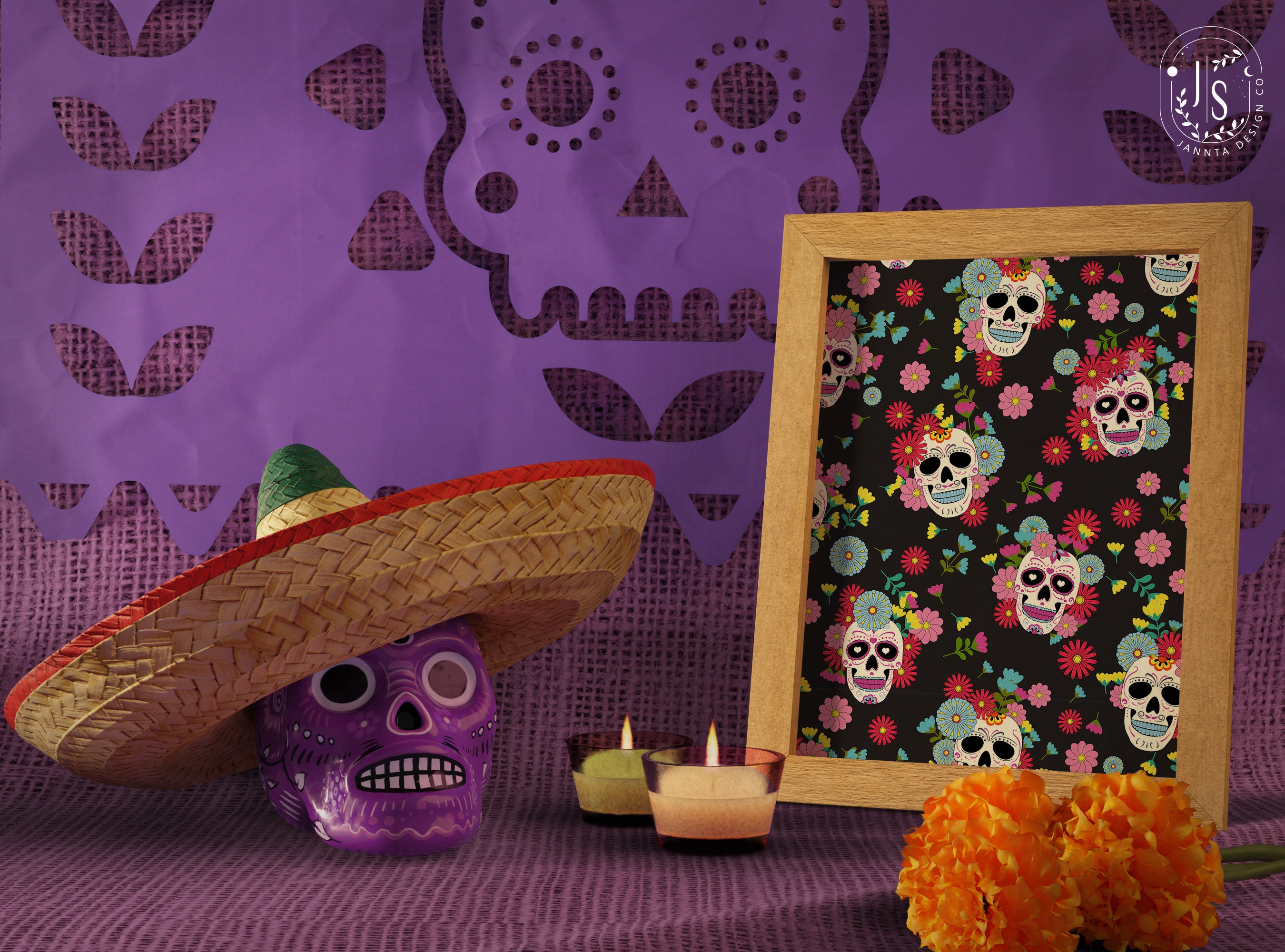 Day of the Dead Sugar Skull Digital Paper | Seamless Patterns (digital ...