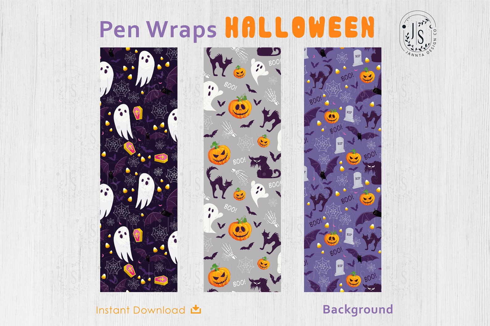 Ghost and Spooky Cat Pen Wrap PNG Halloween Wraps Png Autumn Wrap File ...