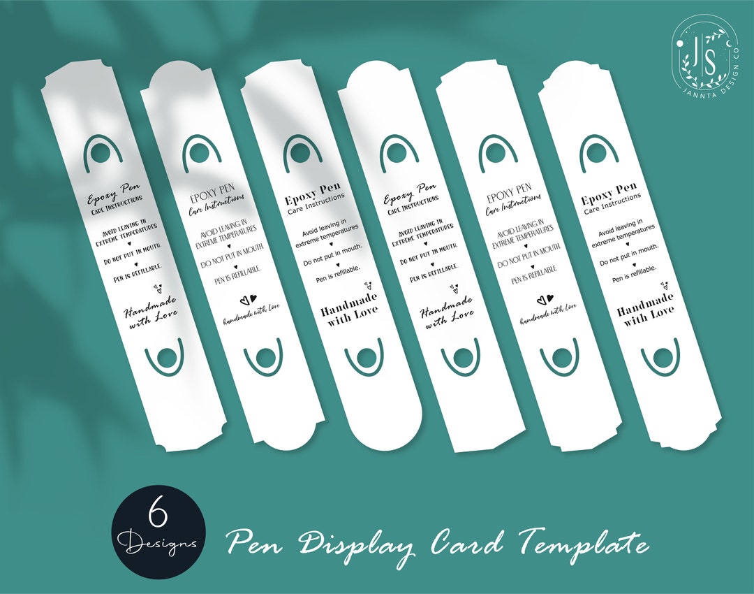 Epoxy Pen Display Card SVG | Glitter Pen Care Template | Pen Card ...