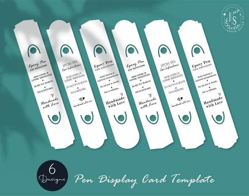 Epoxy Pen Display Card SVG Glitter Pen Care Template Pen - Etsy