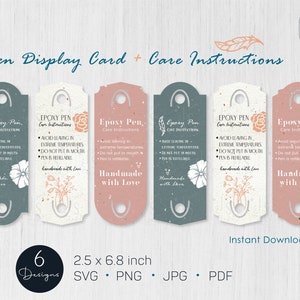 Epoxy Pen Display Card SVG | Glitter Pen Care Template | Pen Card ...