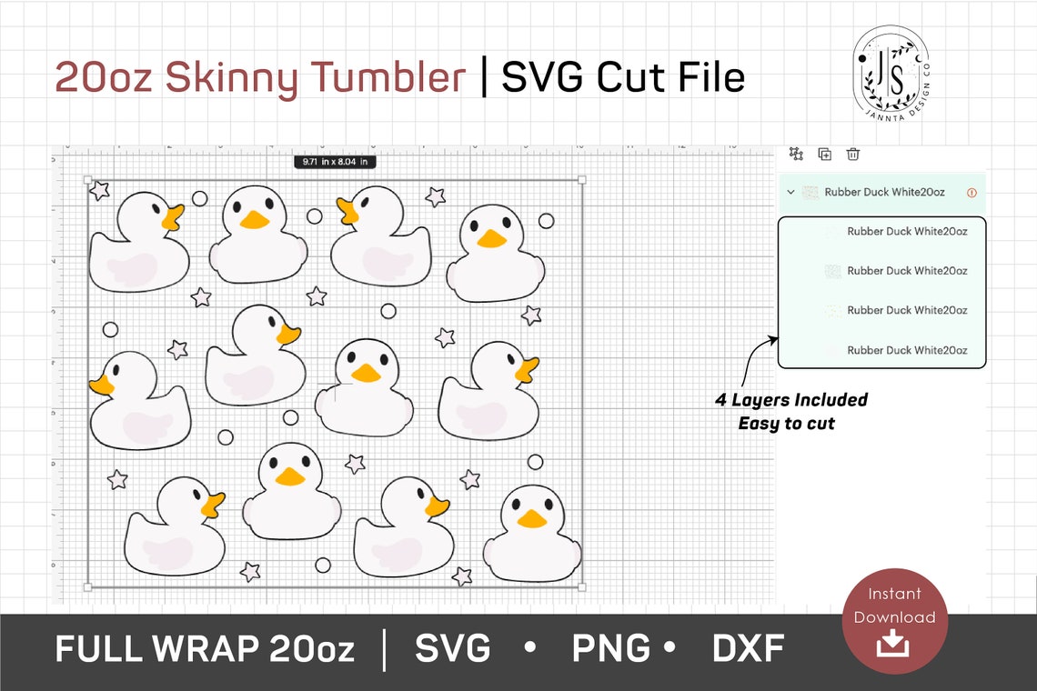 Rubber Duck SVG 20 Oz Skinny Tumbler Happy Duckie Full Wrap - Etsy